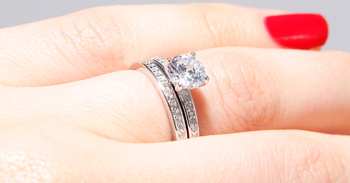 Sterling Silver Round Cut Wedding Ring Set SBGR01004