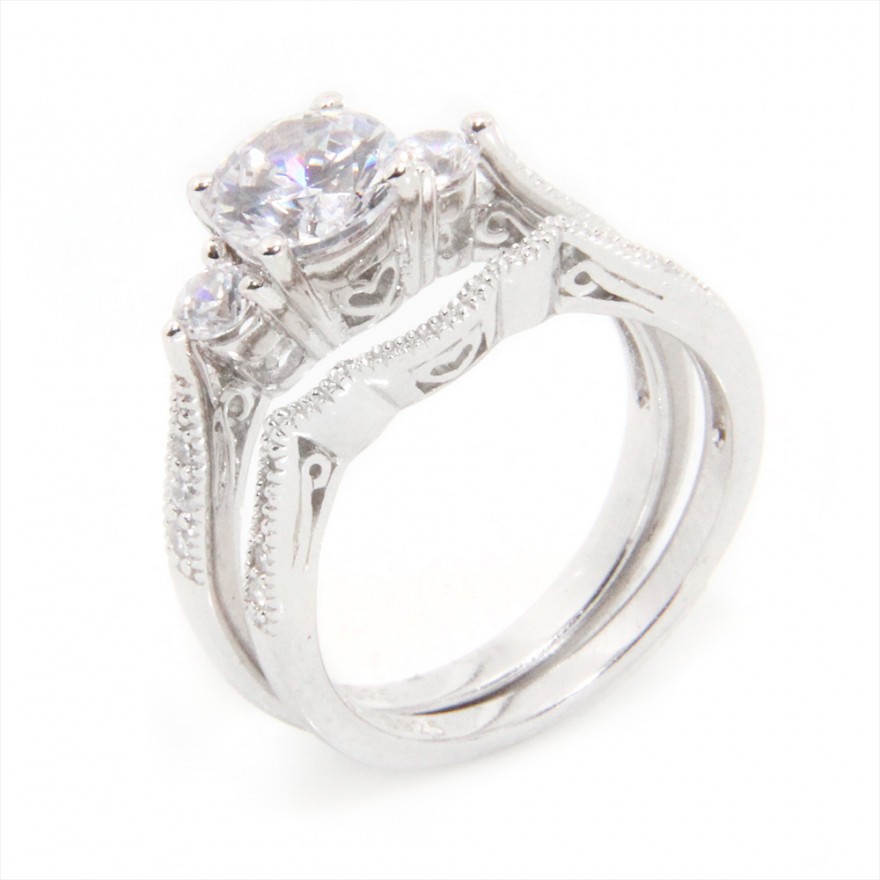 Sterling Silver CZ Engagement Ring Set SACR00027 Sterling Silver CZ Engagement Ring Set SACR00027
