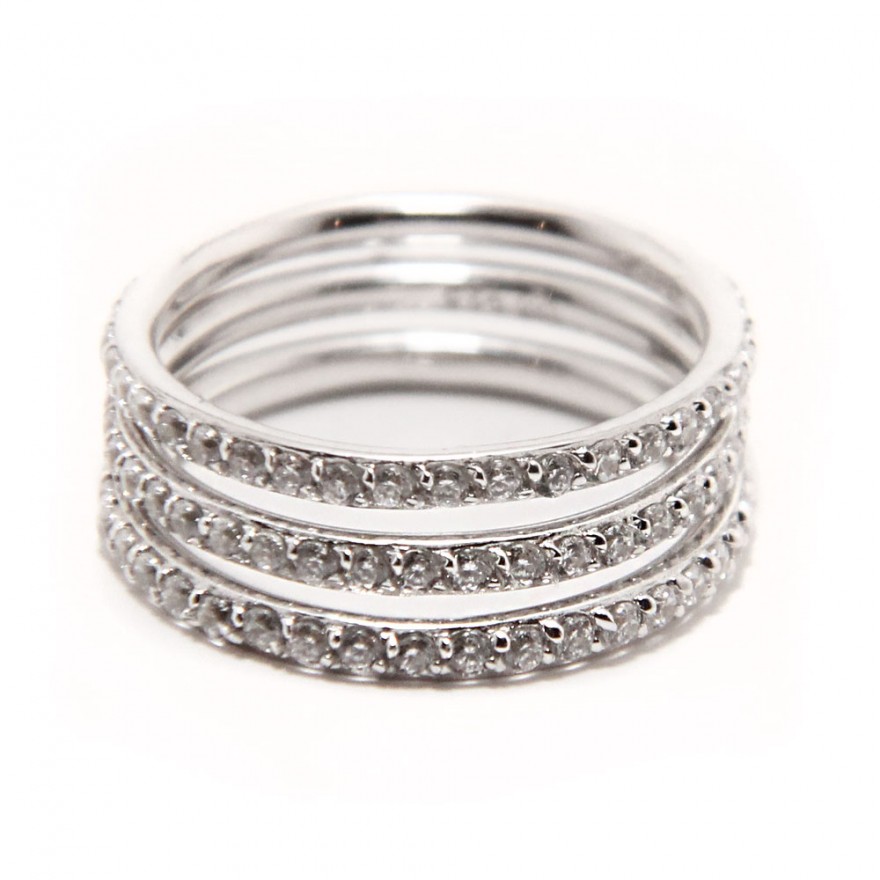 Sterling Silver Clear CZ Stackable Ring Set SAAR0048