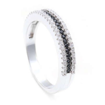Sterling Silver Black Micro Pave Ring SACR00052