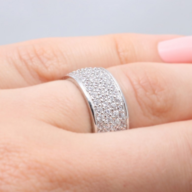 Sterling Silver Black Micro Pave Band SACR00059