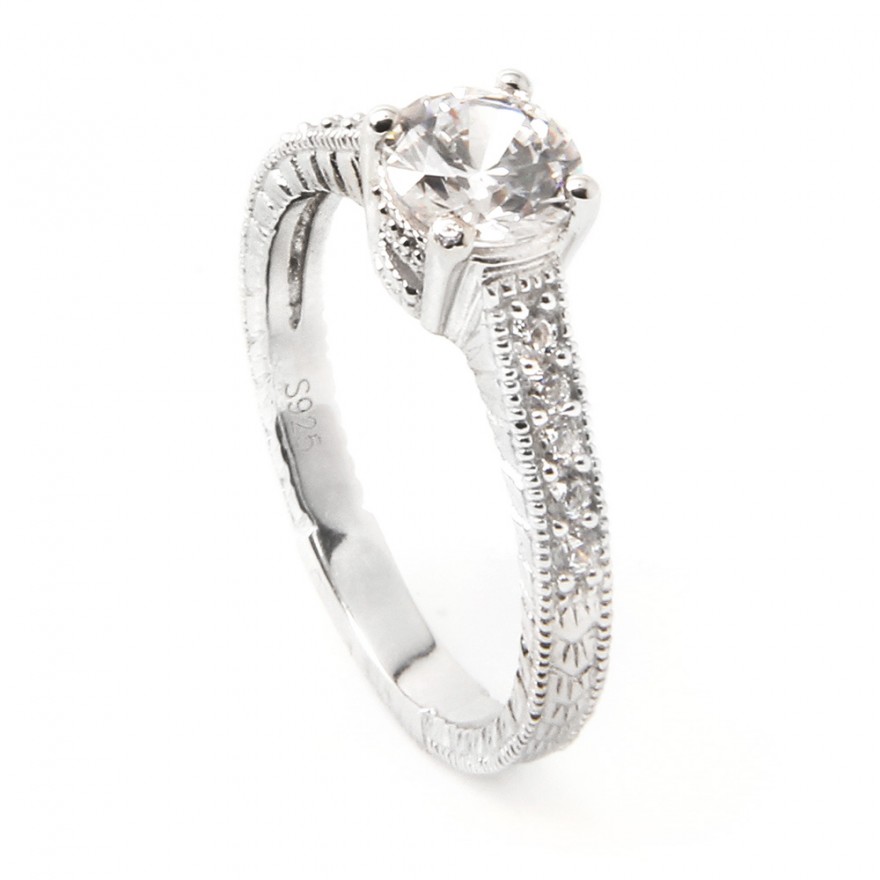 Sterling Silver Round Cut Wedding Ring Set SBGR01004