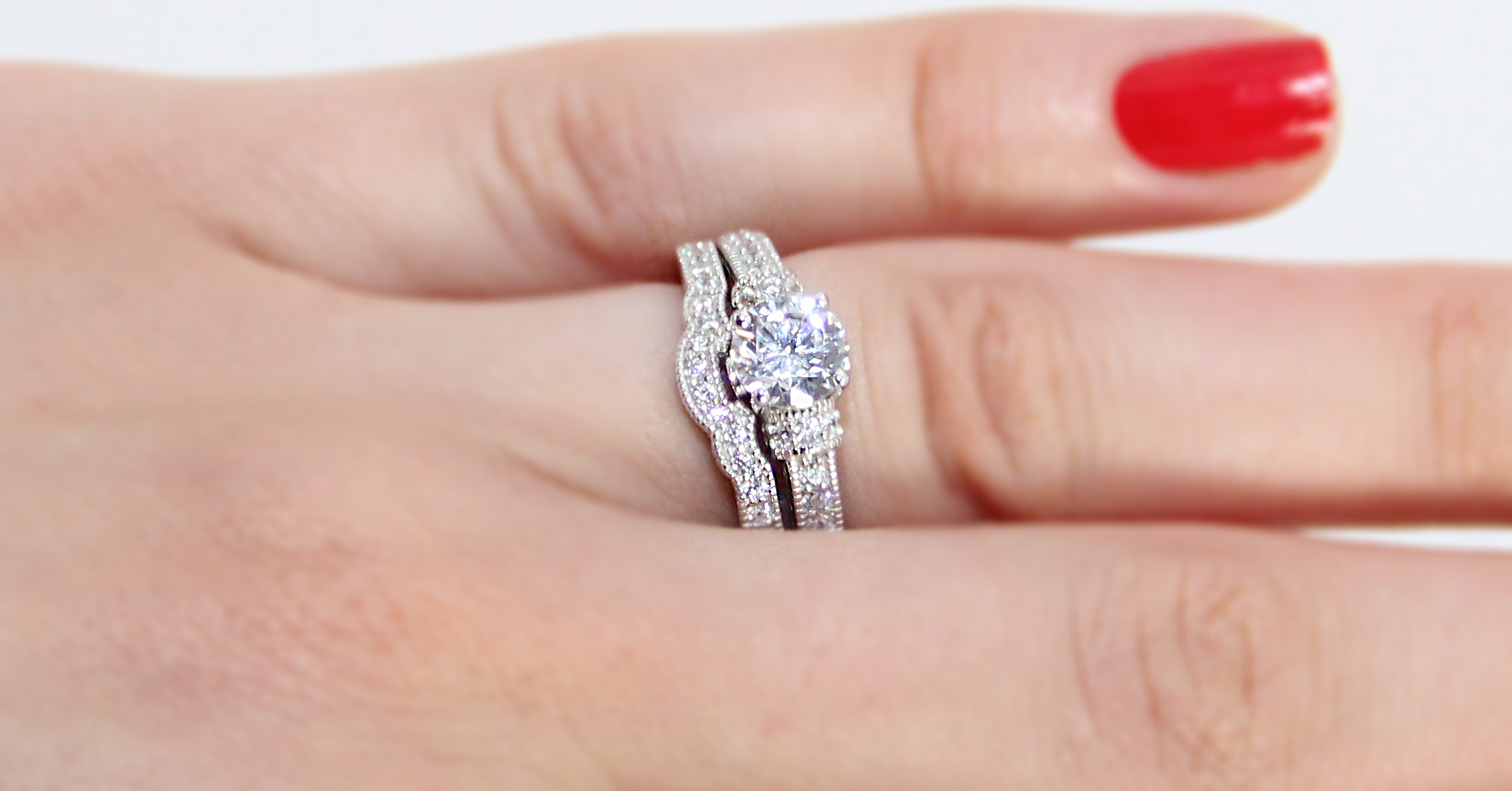 Sterling Silver Pave Round CZ Engagement Ring Set SACR00024