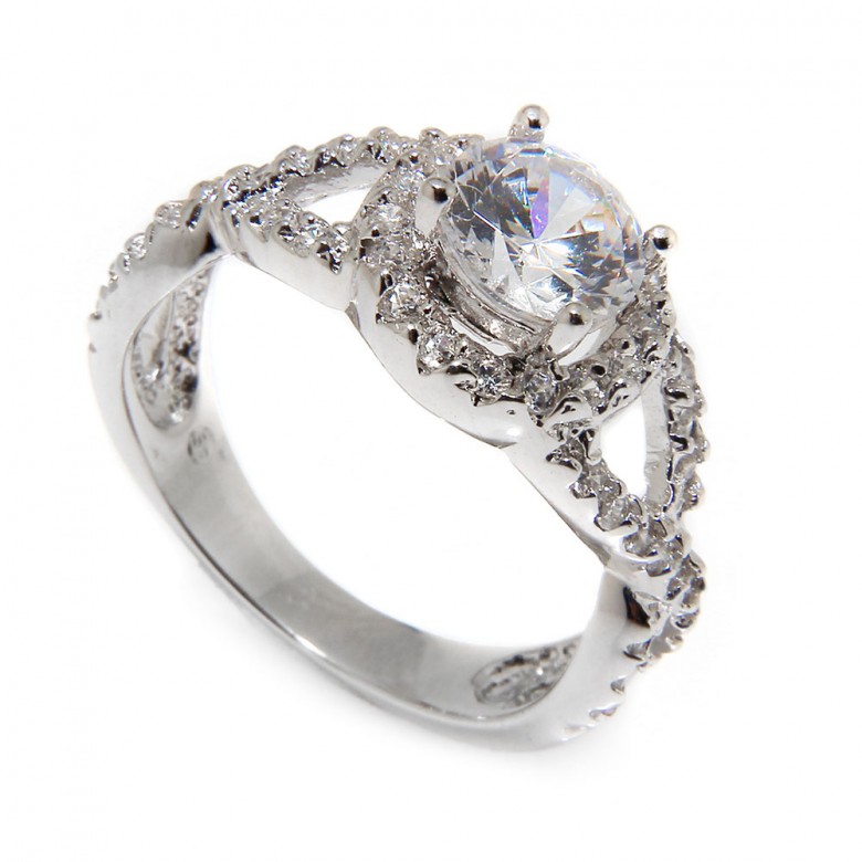 Sterling Silver Round Cut Wedding Ring Set SBGR01004