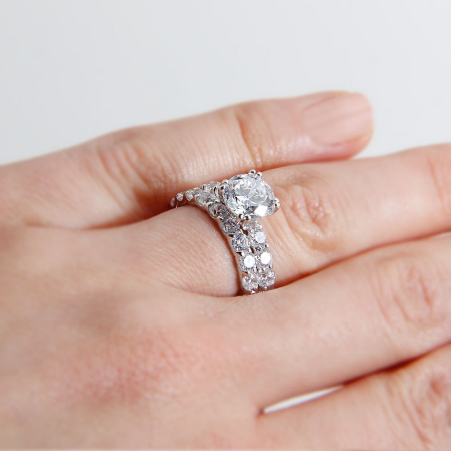 Sterling Silver Pear Shaped Engagement Ring SACR00010