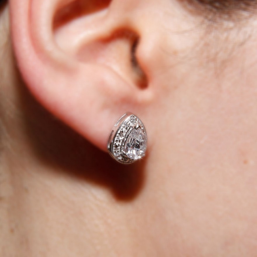 Sterling Silver Micro Pave Circle Stud Earrings SACE00047